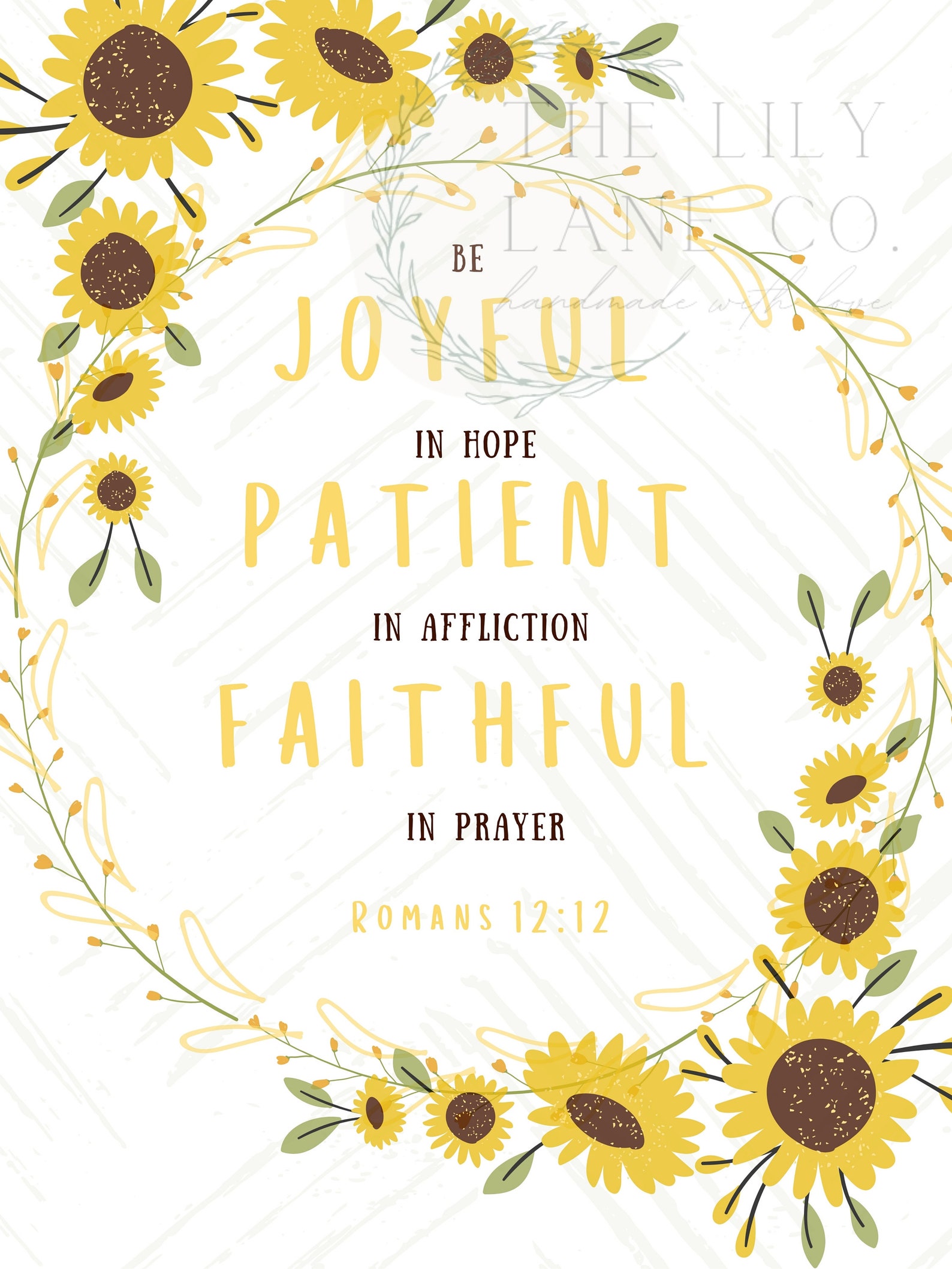 Bible Verse Yellow Sunflower Wall Art Scripture Printable | Etsy