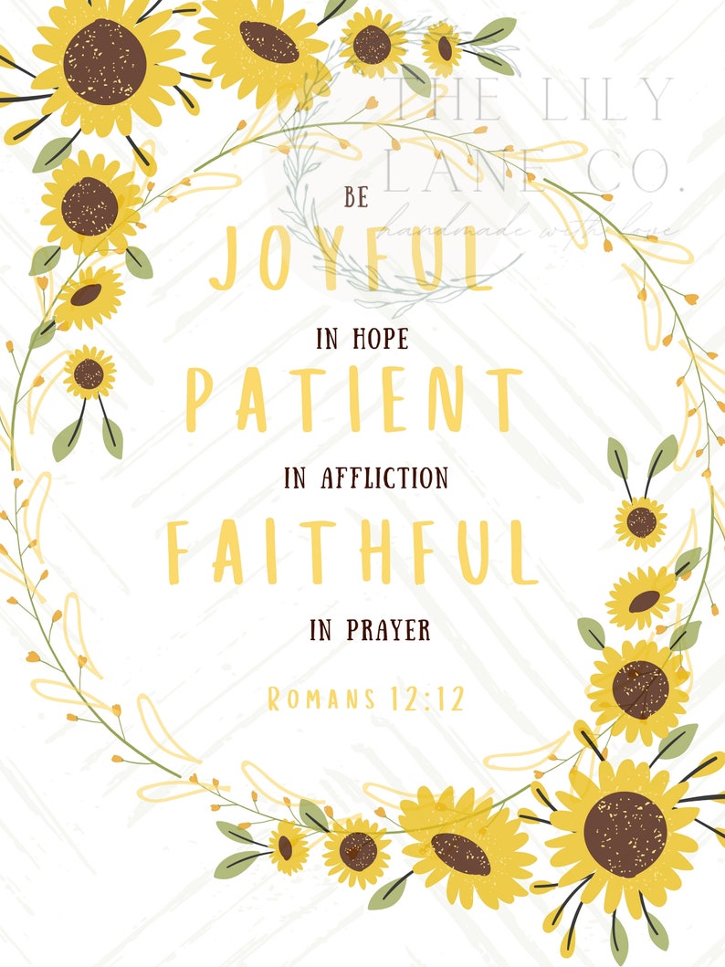 Bible Verse Yellow Sunflower Wall Art Scripture Printable | Etsy