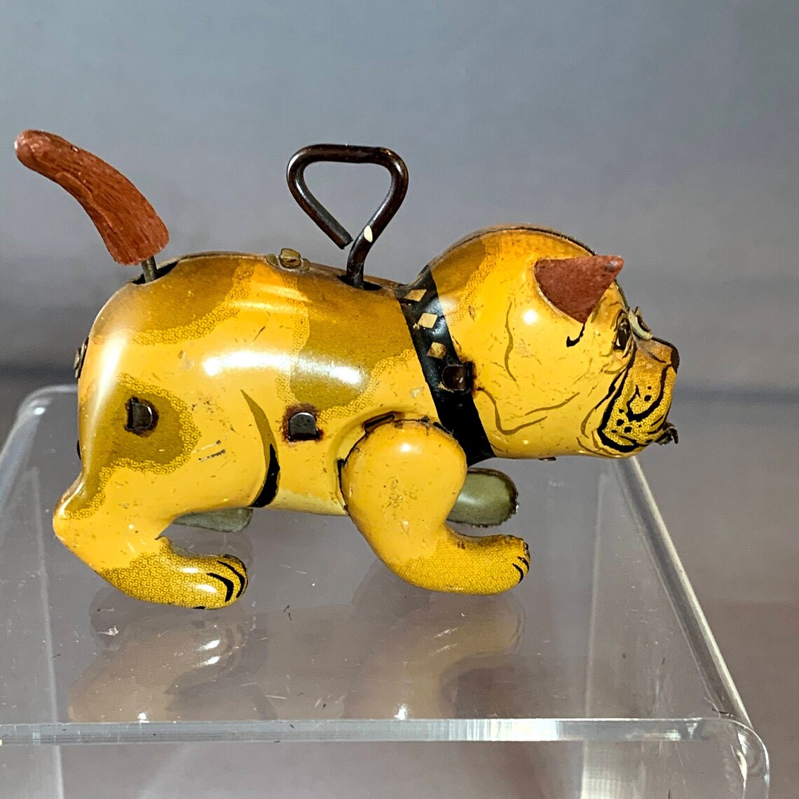 Vintage Mid-century Wind-up Bull Dog Tail Wagging Tin Toy, Japan - Etsy