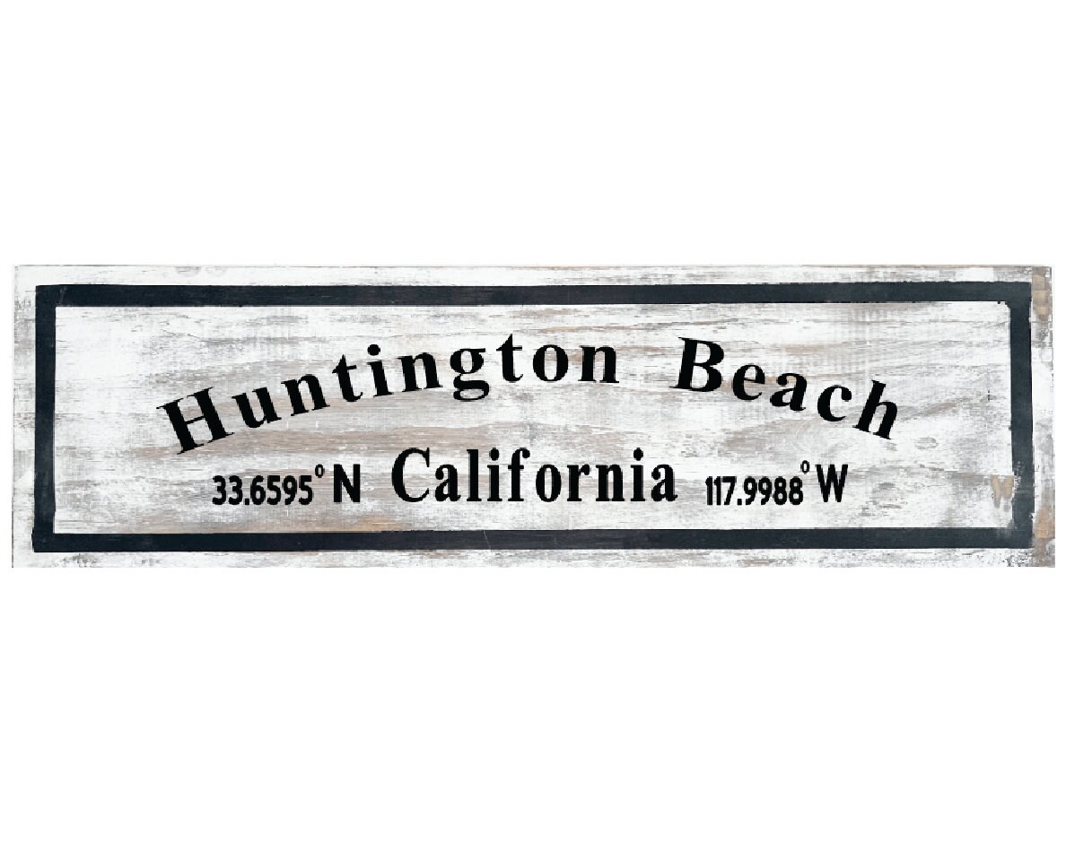 Huntington Beach coordinates Sign Wood Sign - Etsy