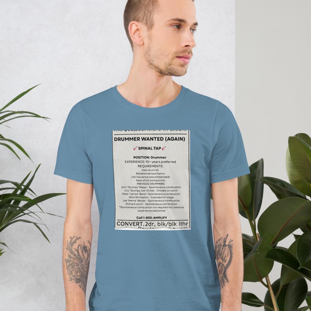 Spinal Tap "drummer Wanted" T-shirt: Rock Mockumentary Humor - Etsy