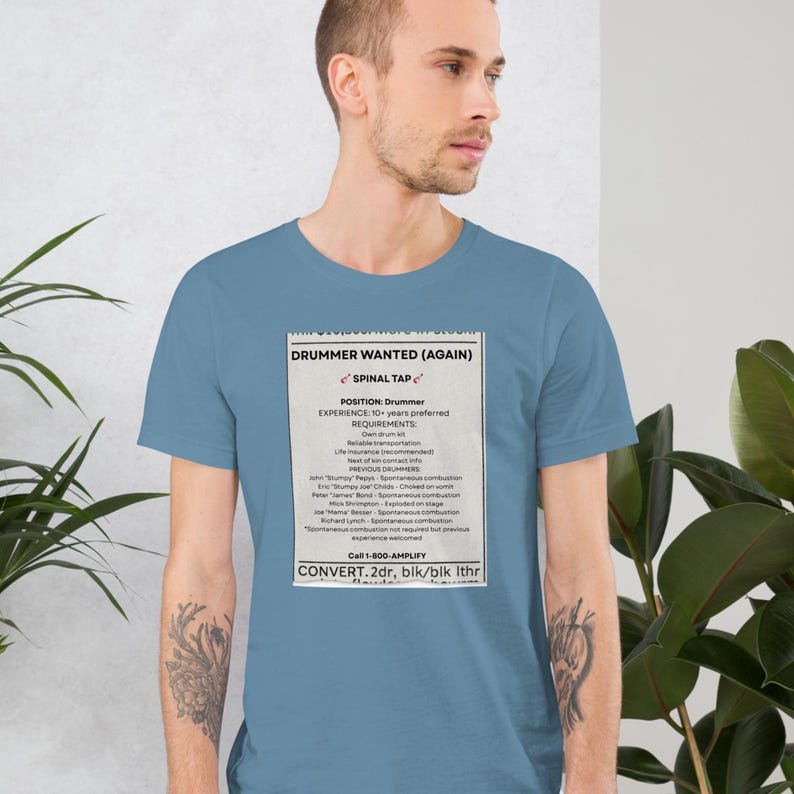 Spinal Tap "drummer Wanted" T-shirt: Rock Mockumentary Humor - Etsy