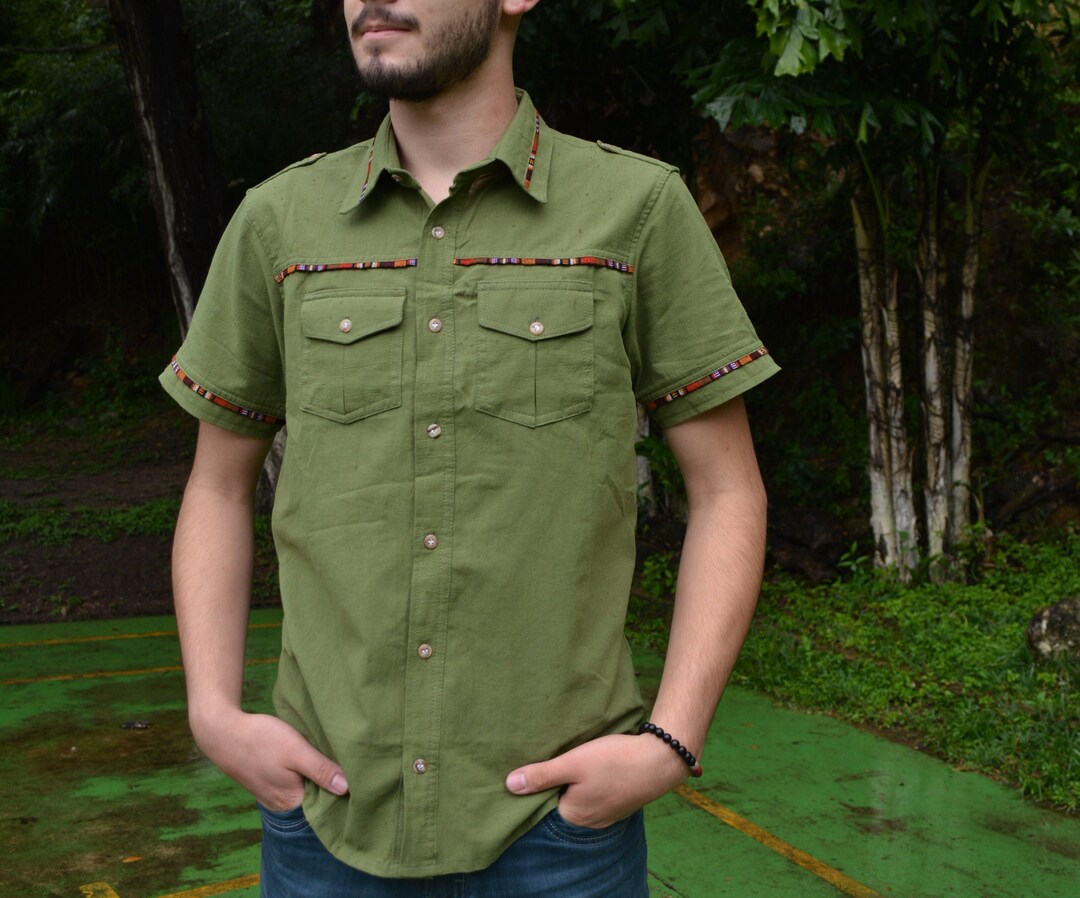 Handmade Guatemalan Cotton Work Shirt: Short Sleeve Button Down - Etsy