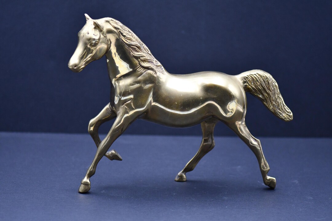 Vintage Heavy 1990's Brass Striding Horse Statue - Etsy