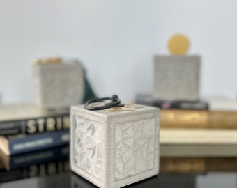 Luxe Concrete Paperweight With Brass Pull | Etsy