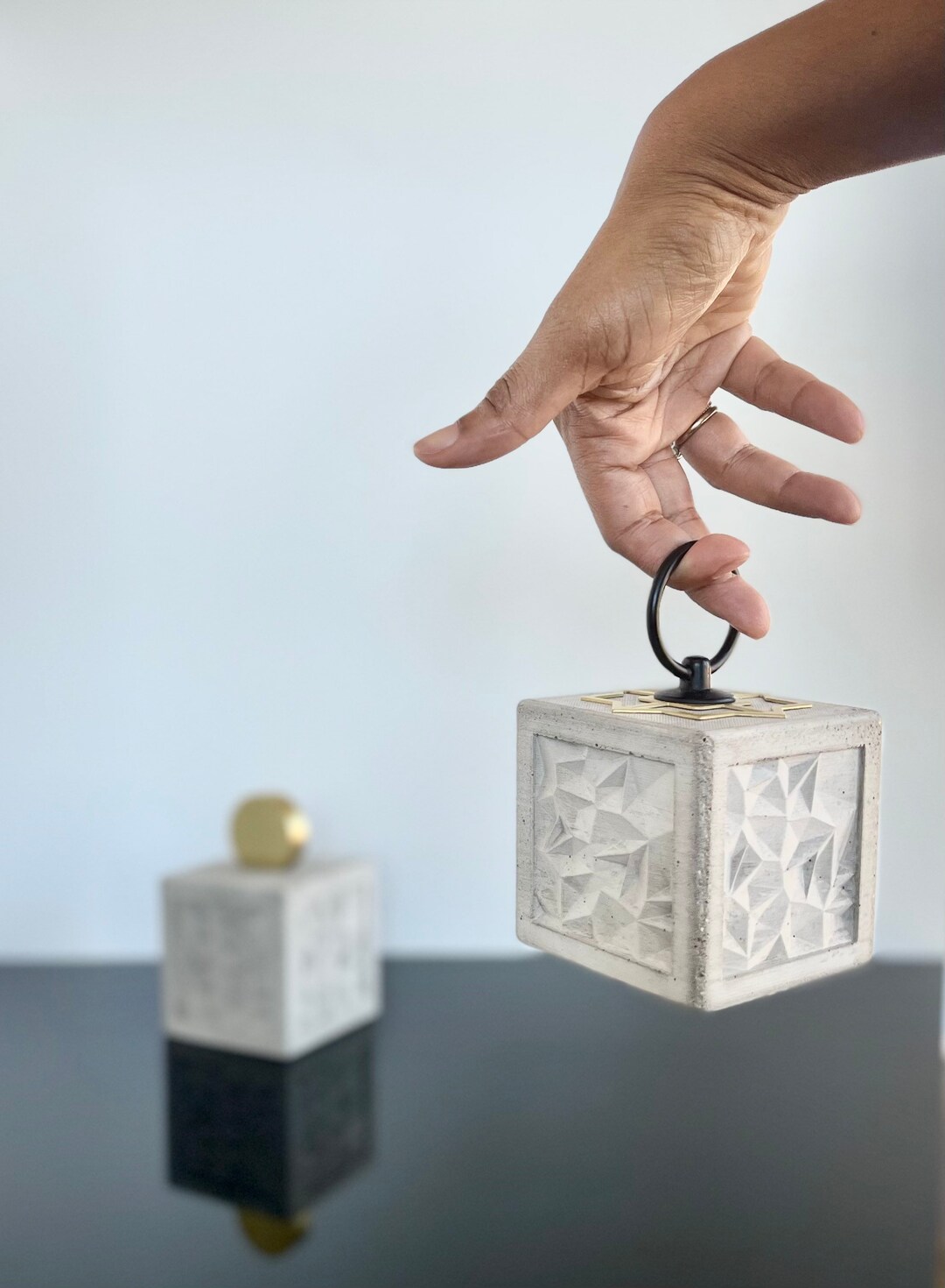 Luxe Concrete Paperweight With Black Ring Pull - Etsy