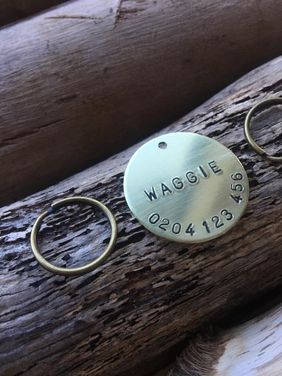 Hand Stamped Brass Pet Tag: Personalized Custom Dog or Cat ID ...
