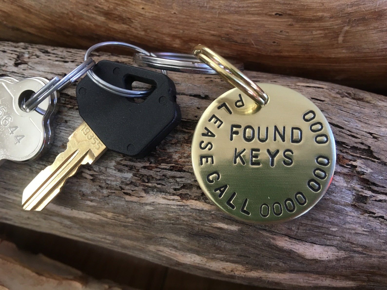 Hand Stamped Brass Keyring: Personalized Lost Key Finder - Etsy