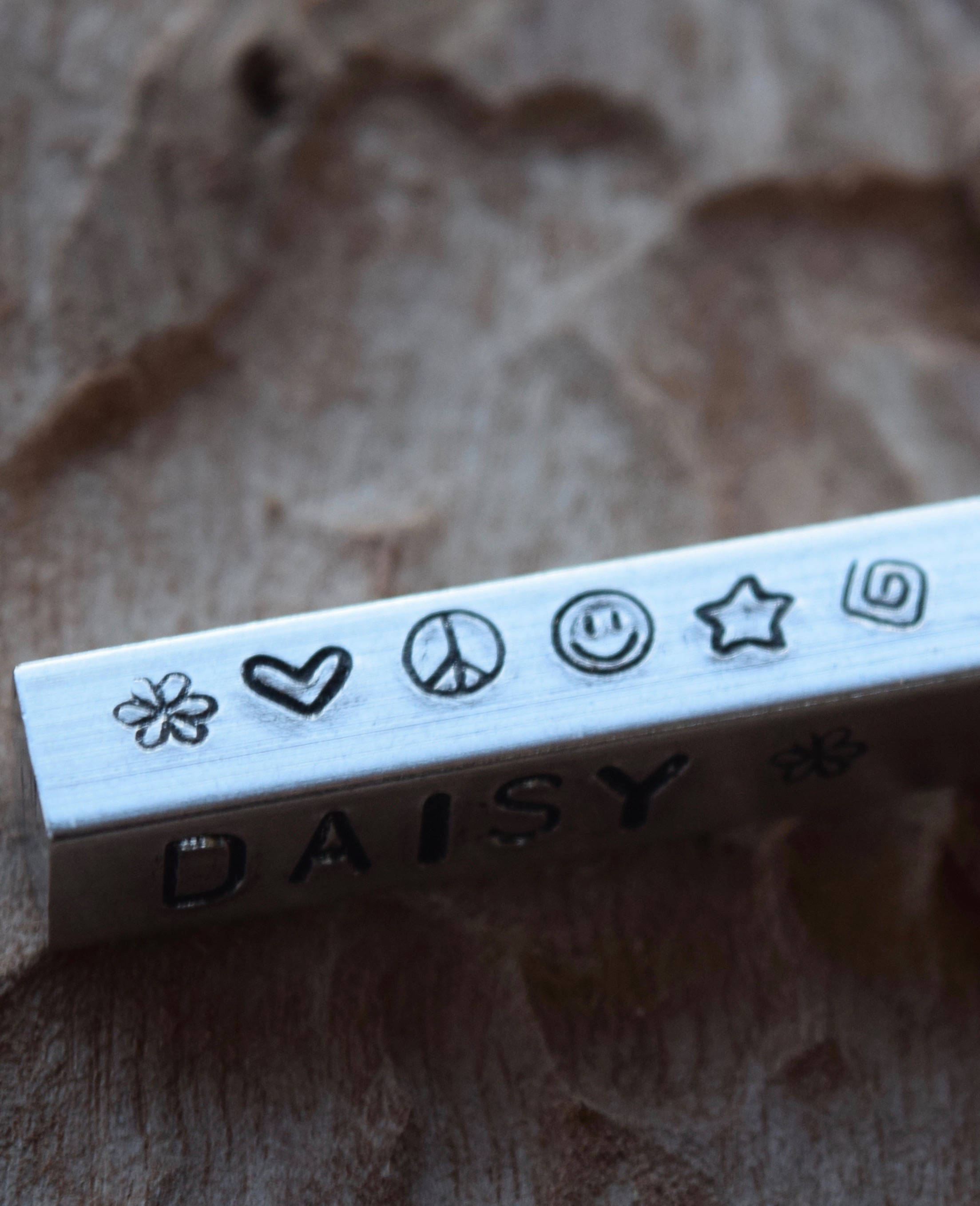 Hand Stamped Custom Personalised Metal Brass & Copper ID Pet Dog Tag ...
