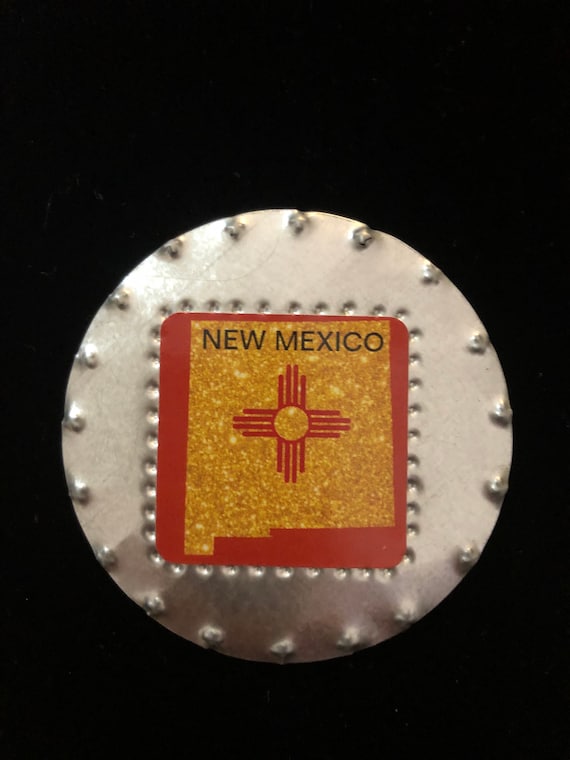 Tin Magnet Round with State of NM Design | Etsy
