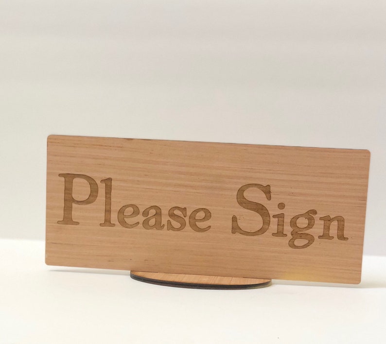Laser Engraved Please Sign Please Sign Guestbook Sign | Etsy