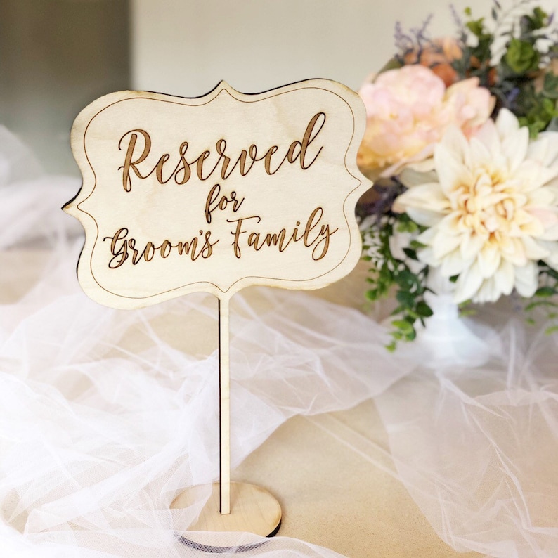 Reserved for Groom's Family Table Sign - Rustic Wedding Table Signs ...
