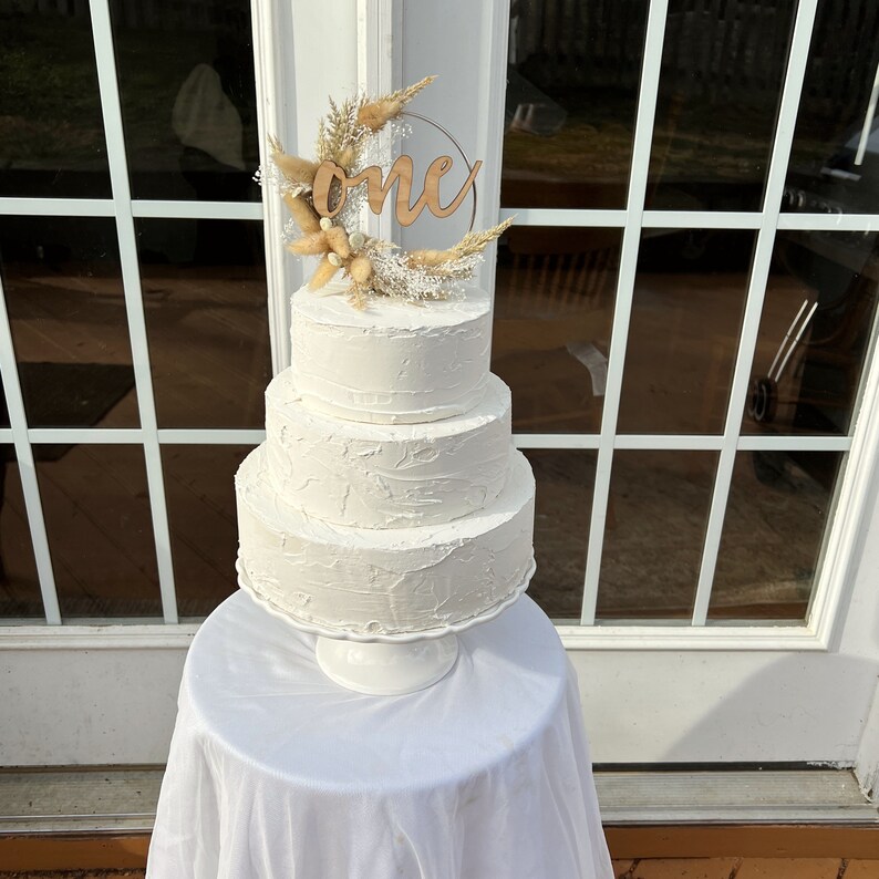 Hoop Dried Flowers Cake Topper With Number - Floral Cake Topper ...