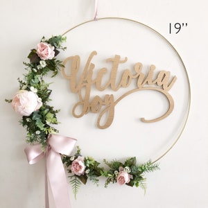 19 Nursery Wreath With Name Custom Name Sign Baby | Etsy