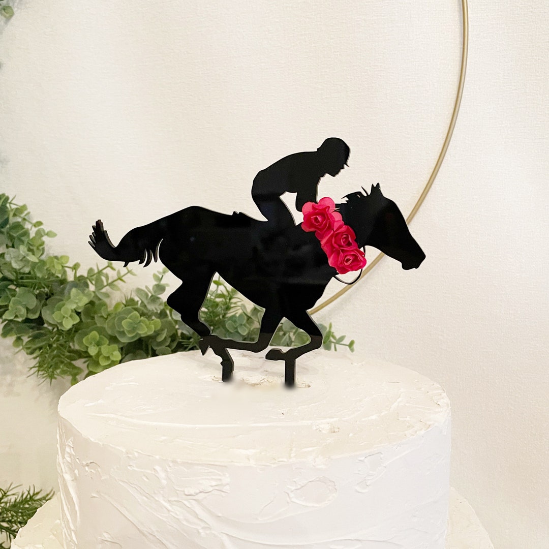 Race Horse Cake Topper - Silhouette Race Horse and Jockey Cake Topper ...