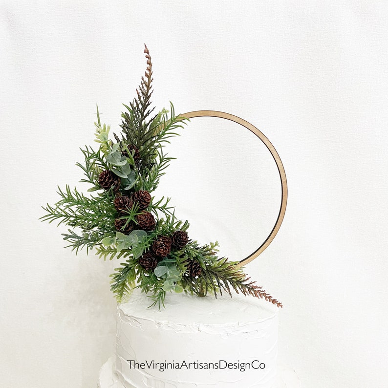 Greenery/ Pine Cones Cake Topper Winter Cake Topper - Etsy