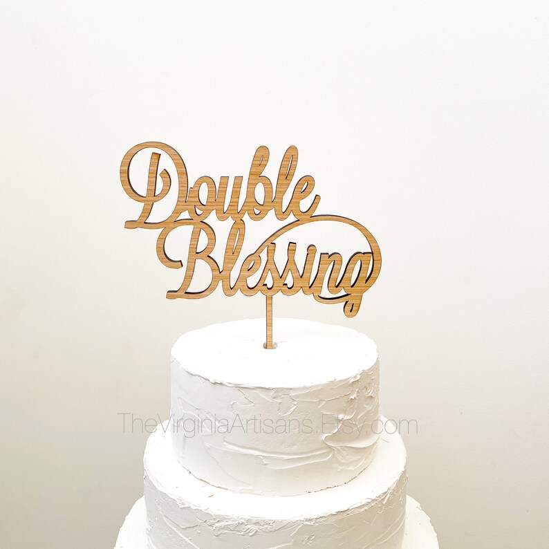 Double Blessing Cake Topper - Twins Baby Shower Cake Topper - Twins ...