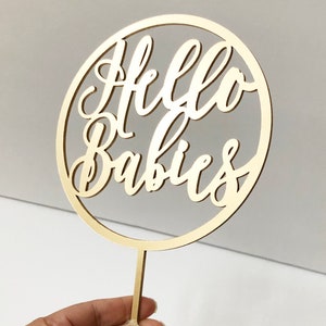 Hello Babies Hoop Cake Topper - Twins Baby Shower- Twins Cake Topper ...