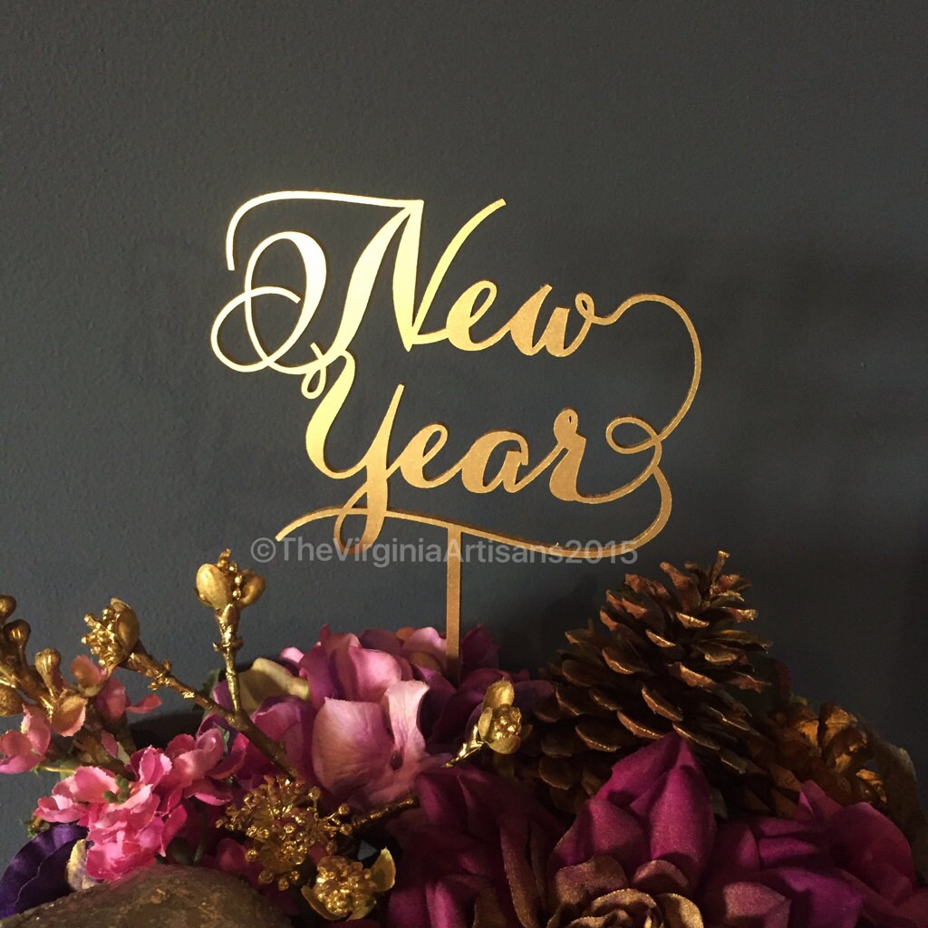 New Year Cake Topper - Centerpiece Decor - New Year Decor - Gold or ...