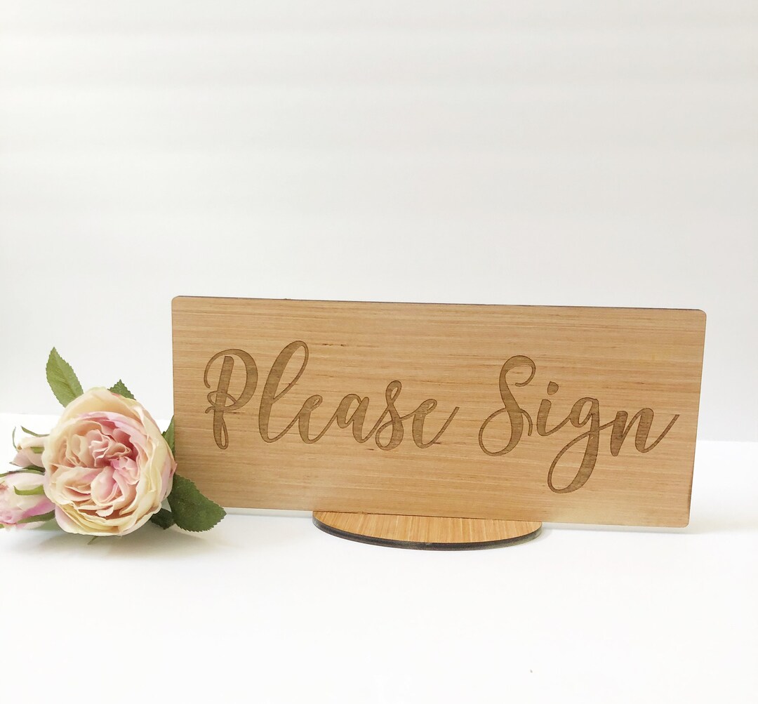 Laser Engraved Please Sign - Please Sign Guestbook Sign, Wedding ...