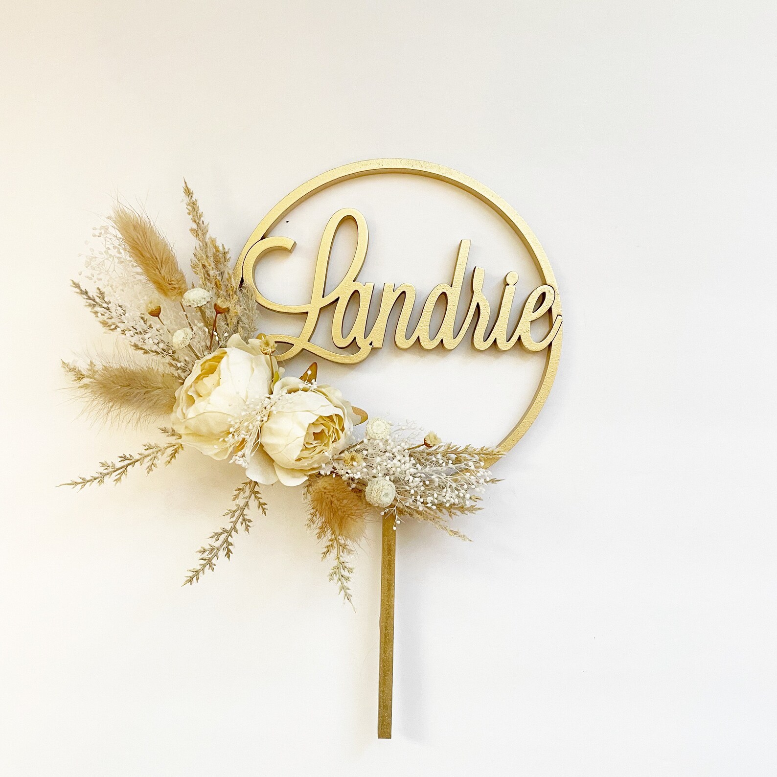 Personalized Cake Topper/ Dried Flowers/ Silk Flowers Cake Topper ...