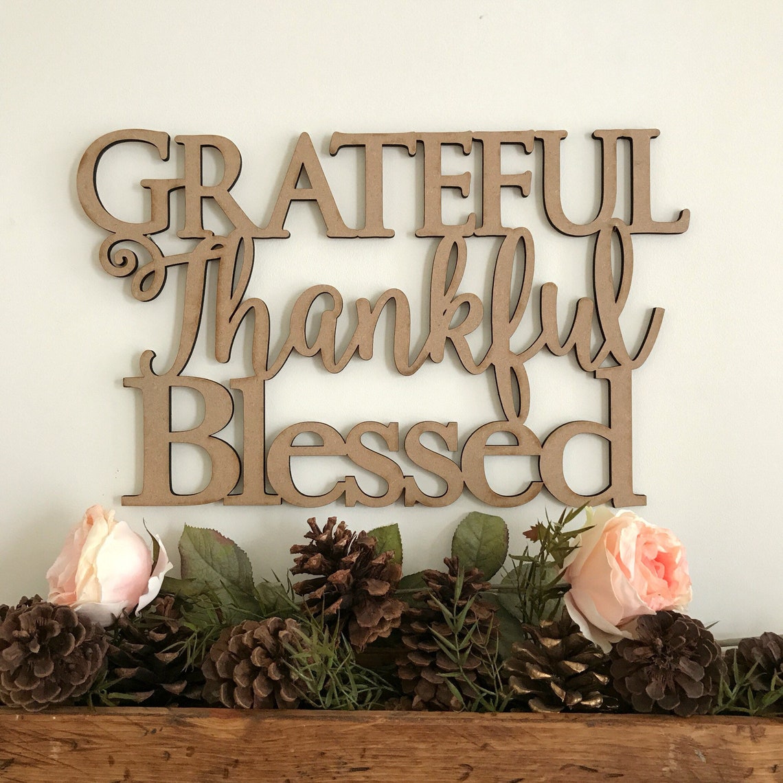 Grateful Thankful Blessed Sign Farmhouse Decor Rustic Home - Etsy