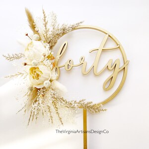 Dried Flowers Hoop Cake Topper With Number Floral Cake - Etsy