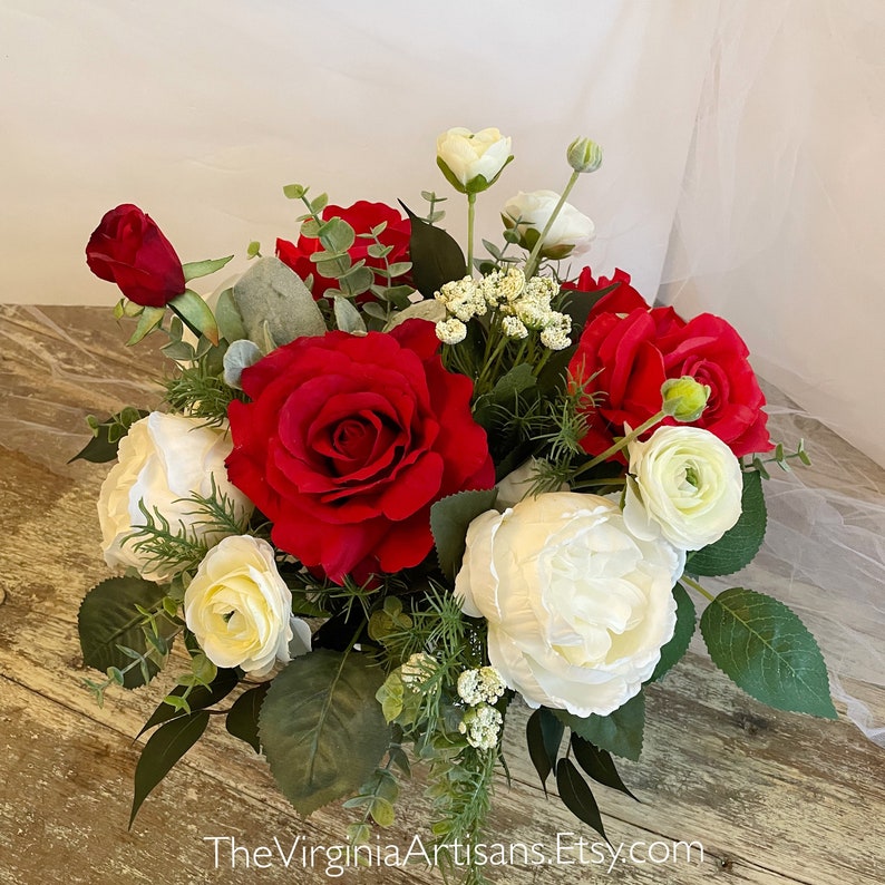 Red Roses Floral Arrangement Home Decor Red Roses | Etsy