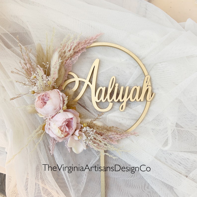Personalized Cake Topper/ Dried Flowers/ Silk Flowers Cake - Etsy