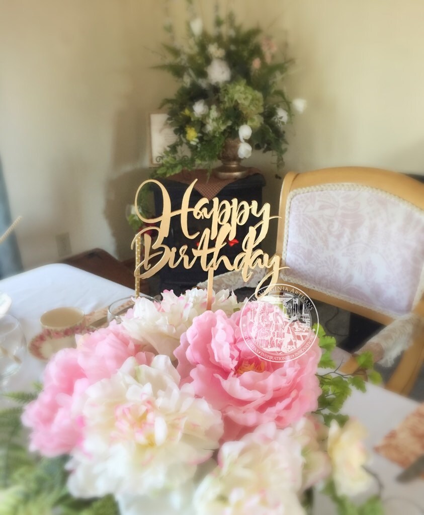 Happy Birthday Cake Topper Centerpiece Topper Gold or | Etsy