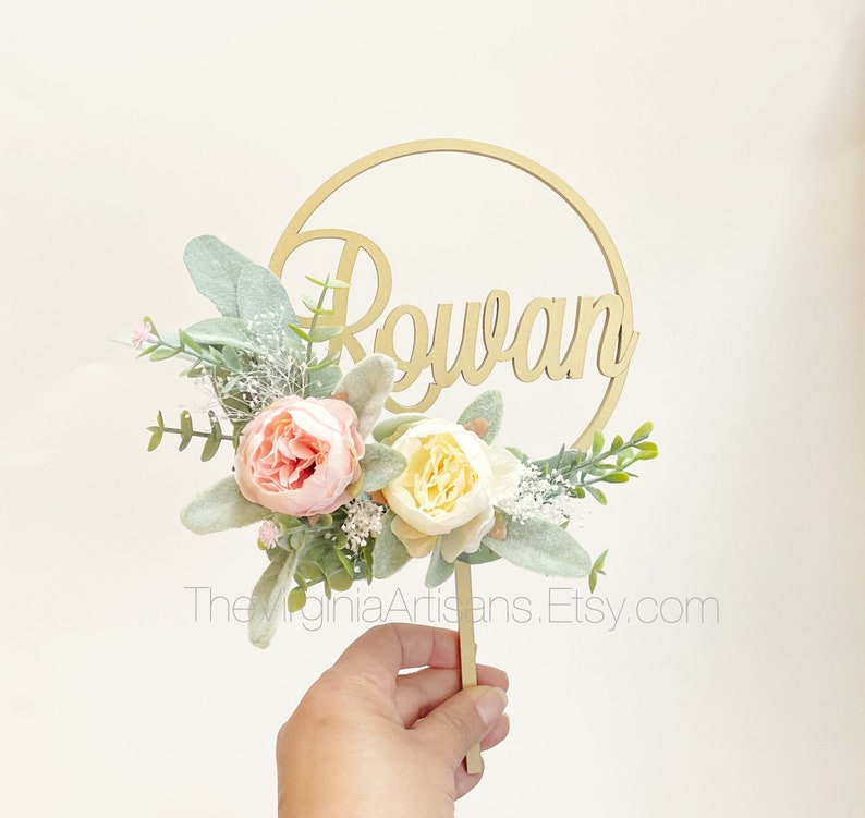 Personalized Cake Topper Cake Topper With Flowers and - Etsy