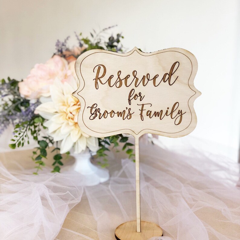 Reserved for Groom's Family Table Sign - Rustic Wedding Table Signs ...