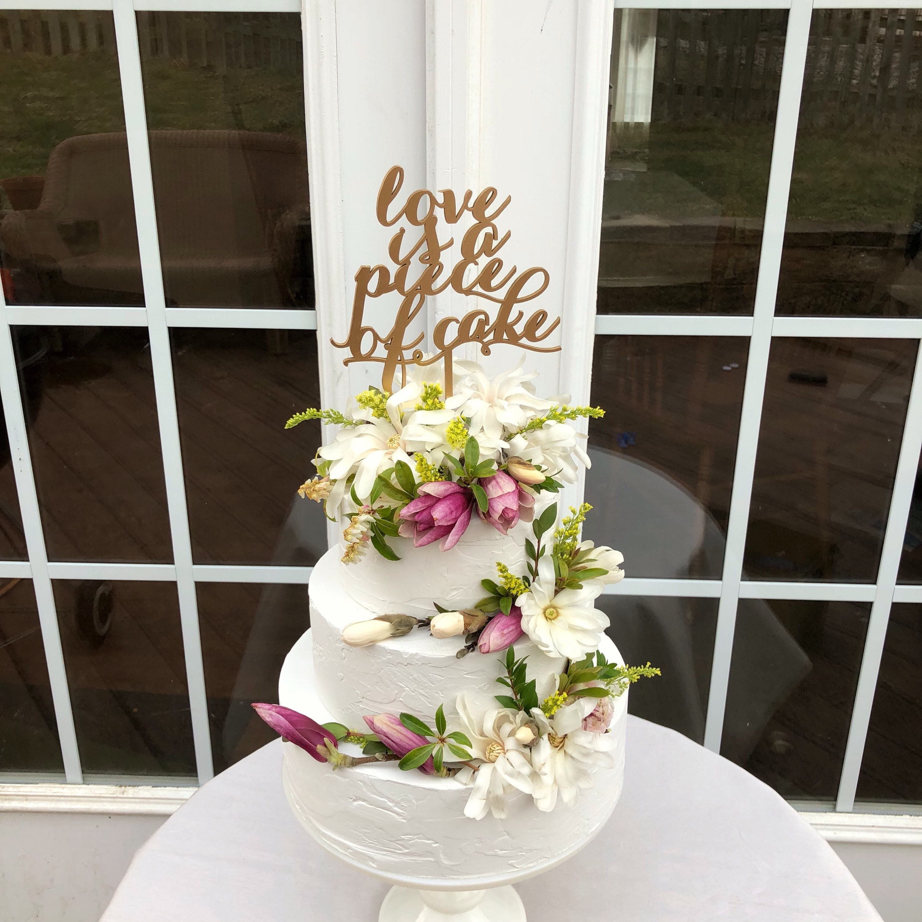 Love Is A Piece Of Cake Love Cake Topper Wedding Cake | Etsy