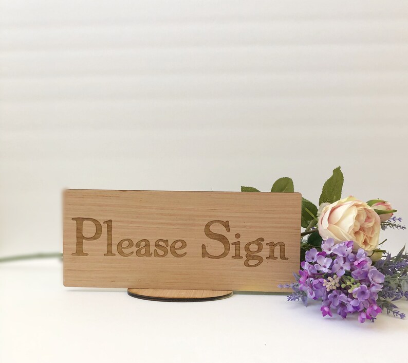 Laser Engraved Please Sign Please Sign Guestbook Sign | Etsy