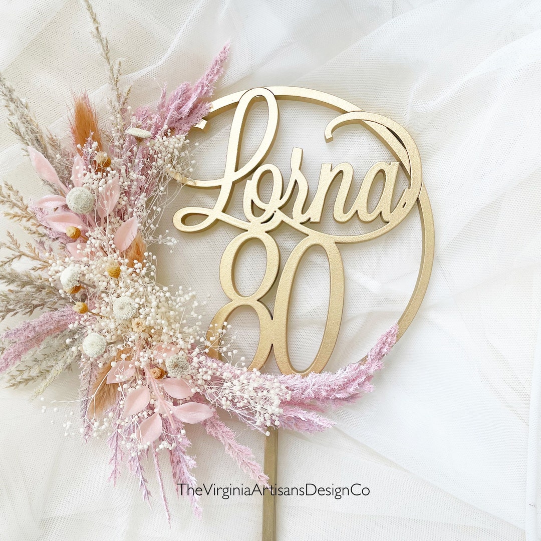 Personalized Cake Topper/ Dried Flowers Cake Topper Pampas/ - Etsy