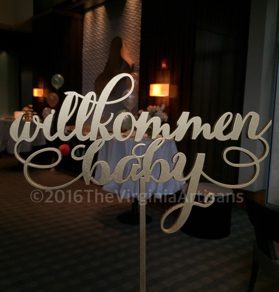 Willkommen Baby. Table Sign. Baby Shower Decor in German | Etsy