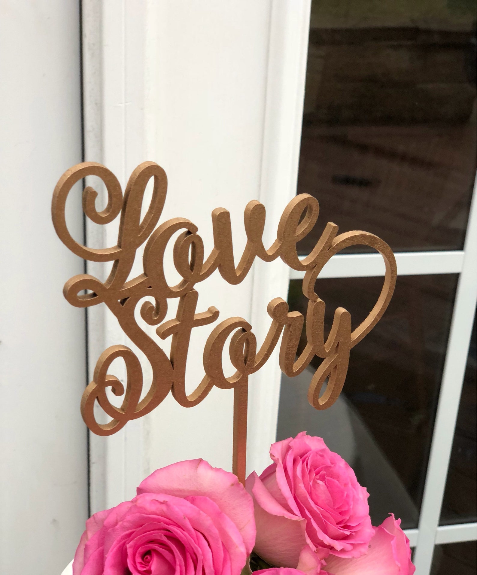 Love Story Cake Topper - Gold Love Cake Topper - Love Story Wedding ...