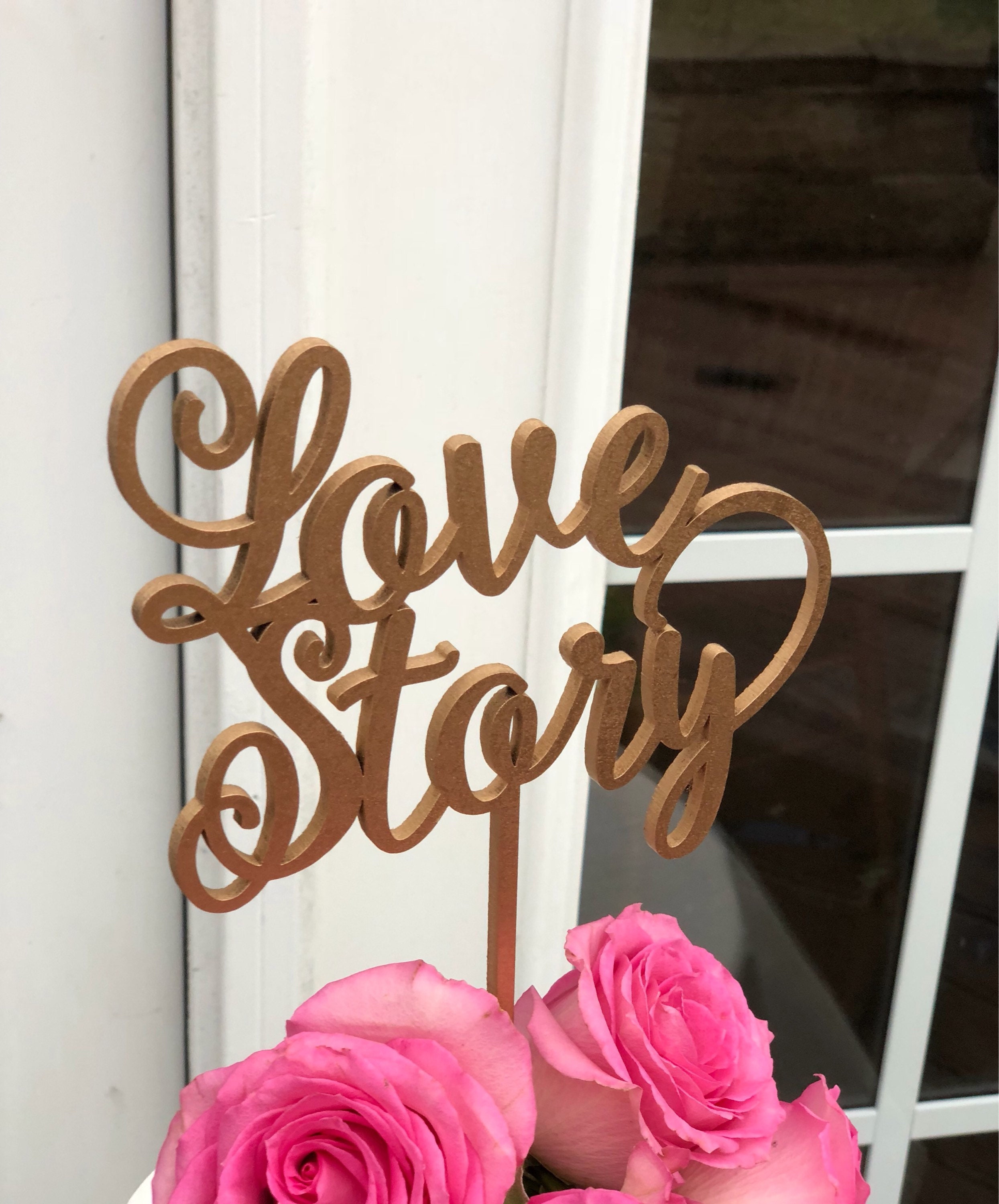 Love Story Cake Topper - Gold Love Cake Topper - Love Story Wedding ...