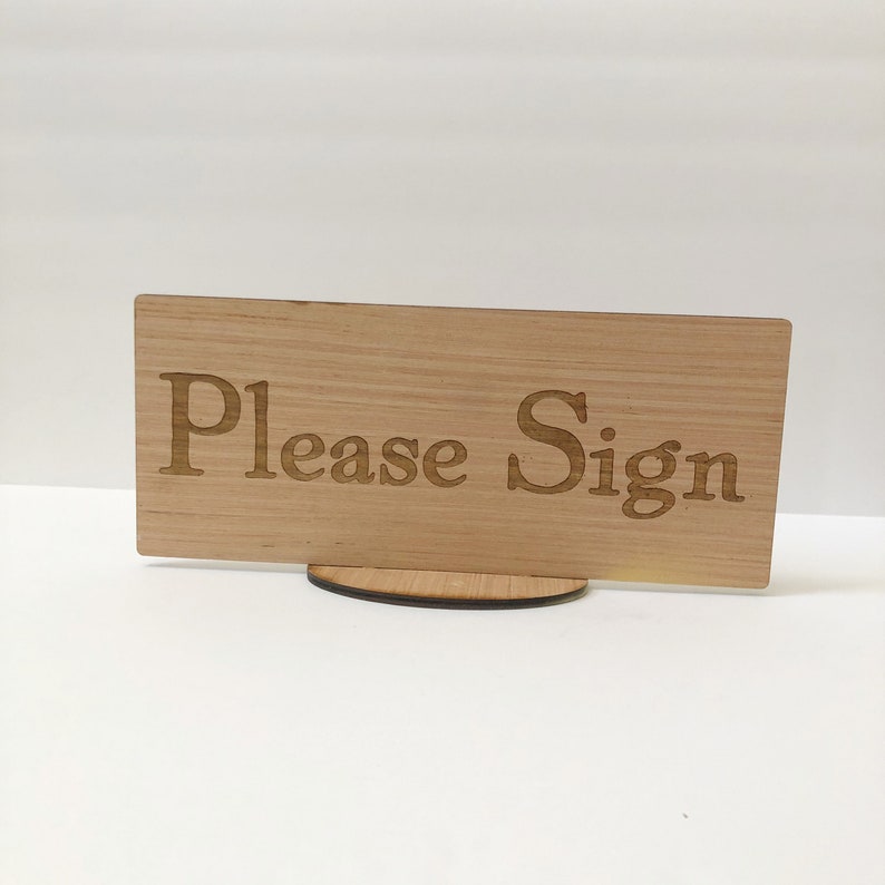 Laser Engraved Please Sign Please Sign Guestbook Sign | Etsy
