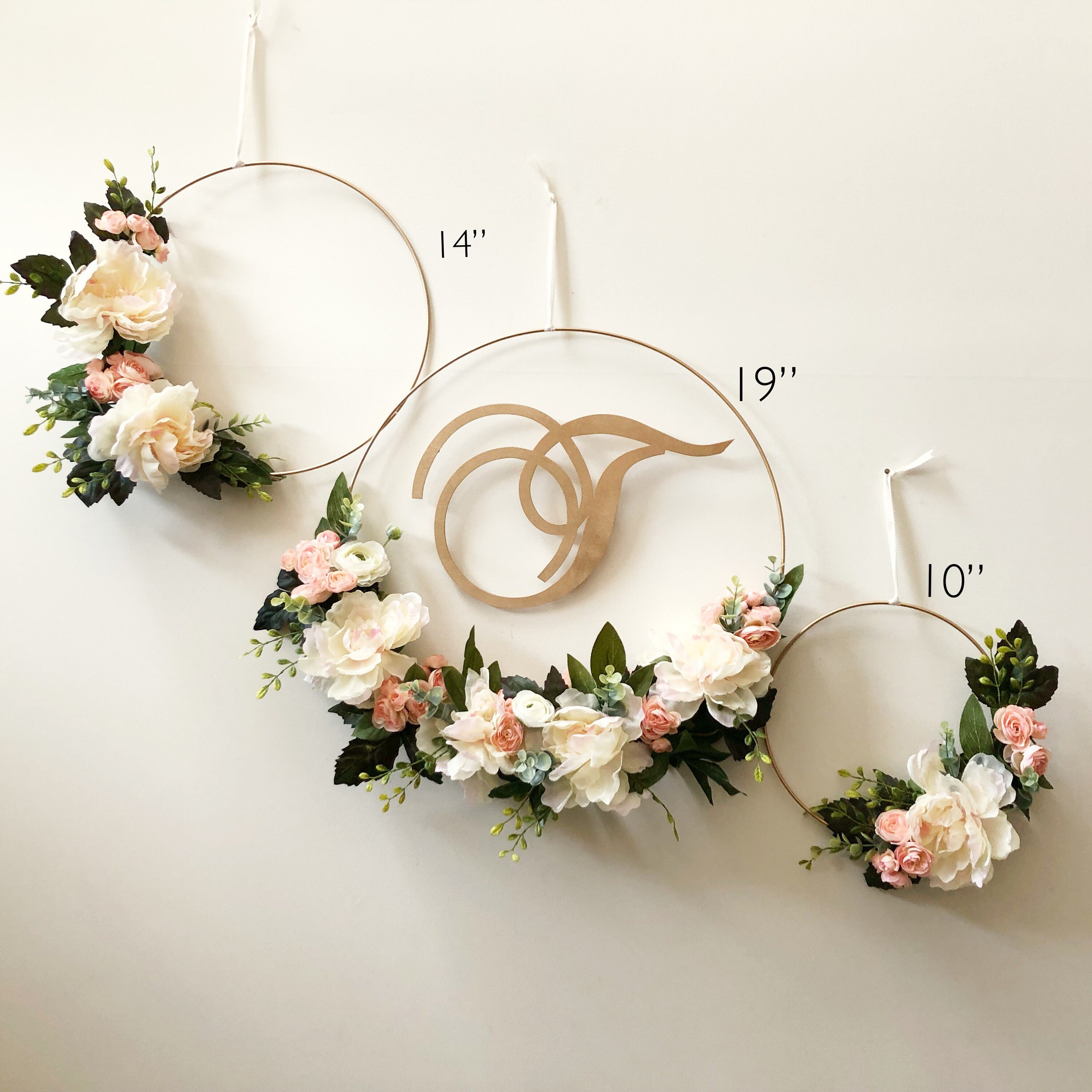 SET OF THREE Modern Floral Hoop Wreaths set of three | Etsy