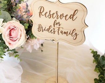 Reserved for Groom's Family Table Sign Rustic Wedding | Etsy