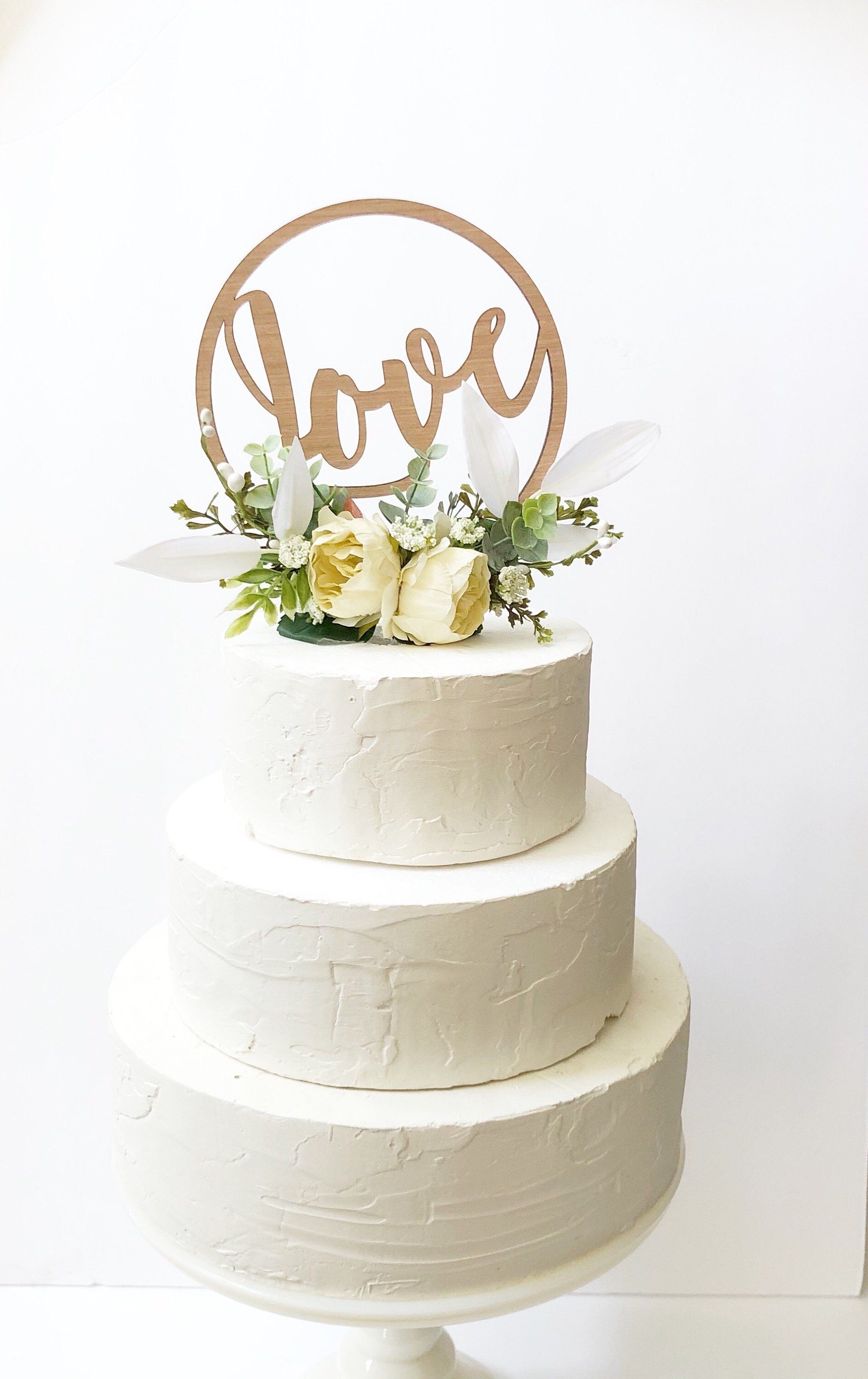 Love Cake Topper Floral Cake Topper Wedding/Anniversary | Etsy