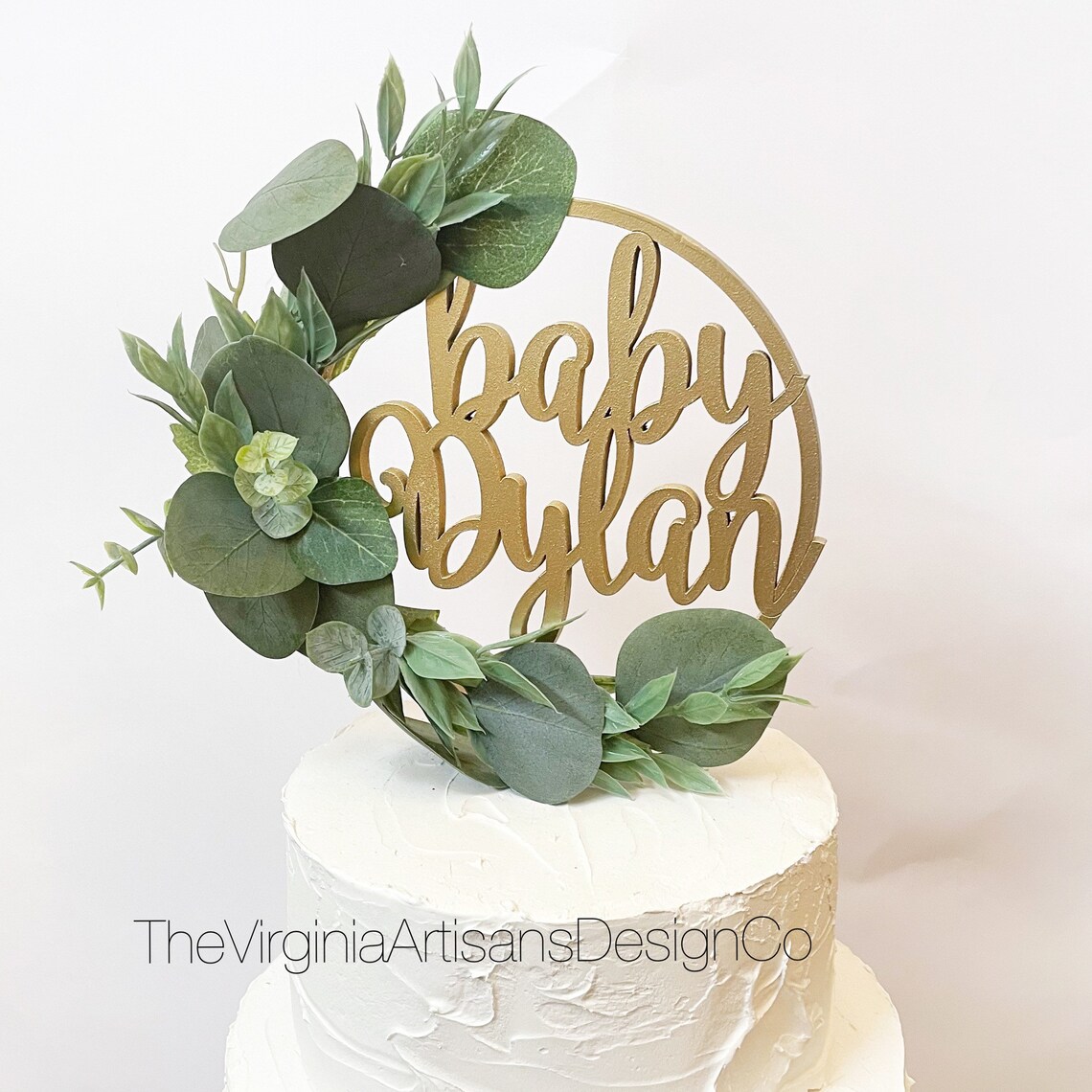 Personalized With Faux Greenery Cake Topper Cake Topper - Etsy
