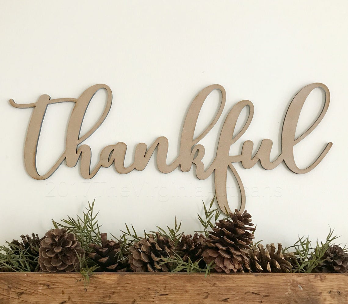 Thankful Sign Farmhouse Decor Rustic Home Decor Laser | Etsy