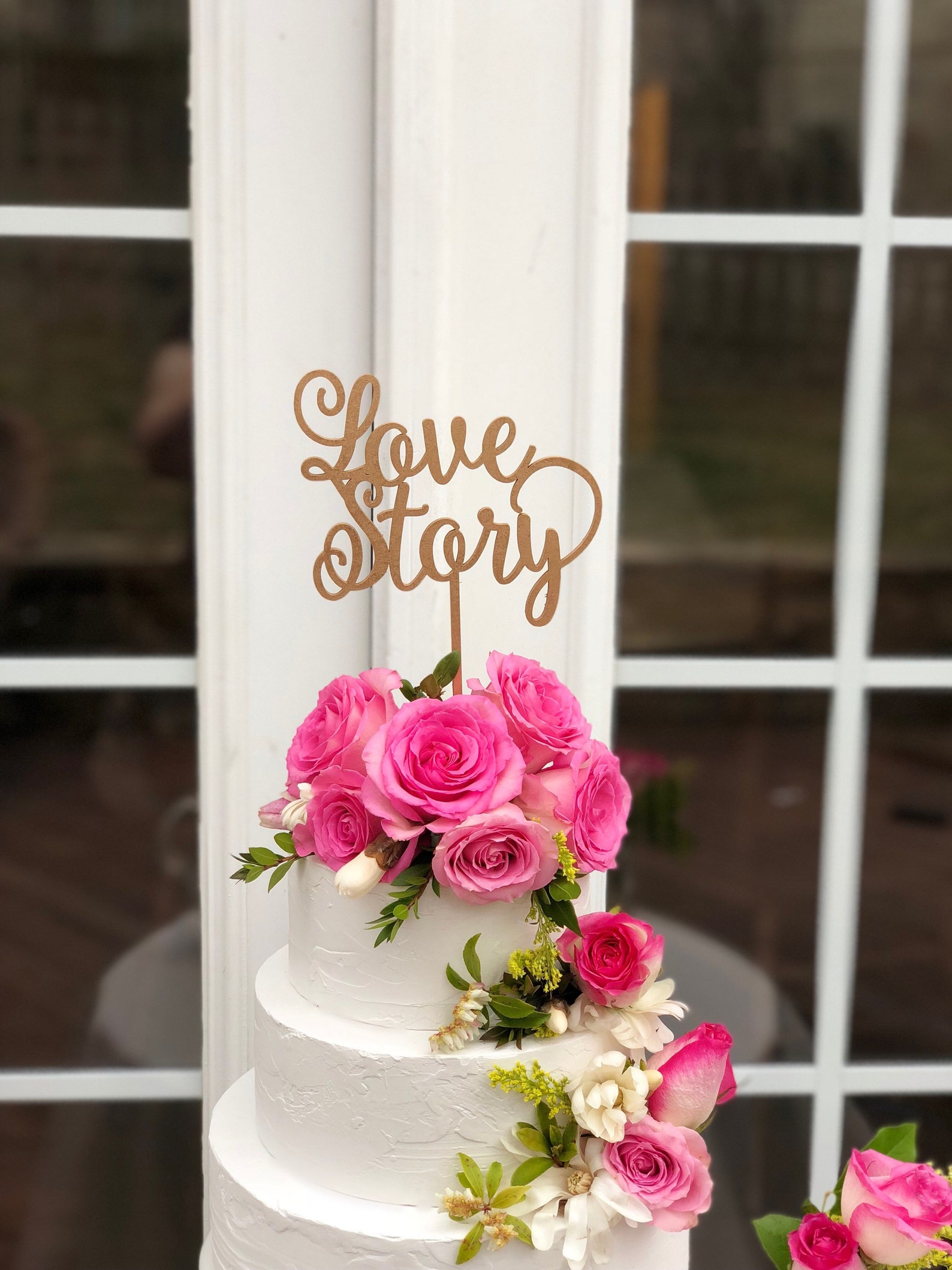 Love Story Cake Topper - Gold Love Cake Topper - Love Story Wedding ...