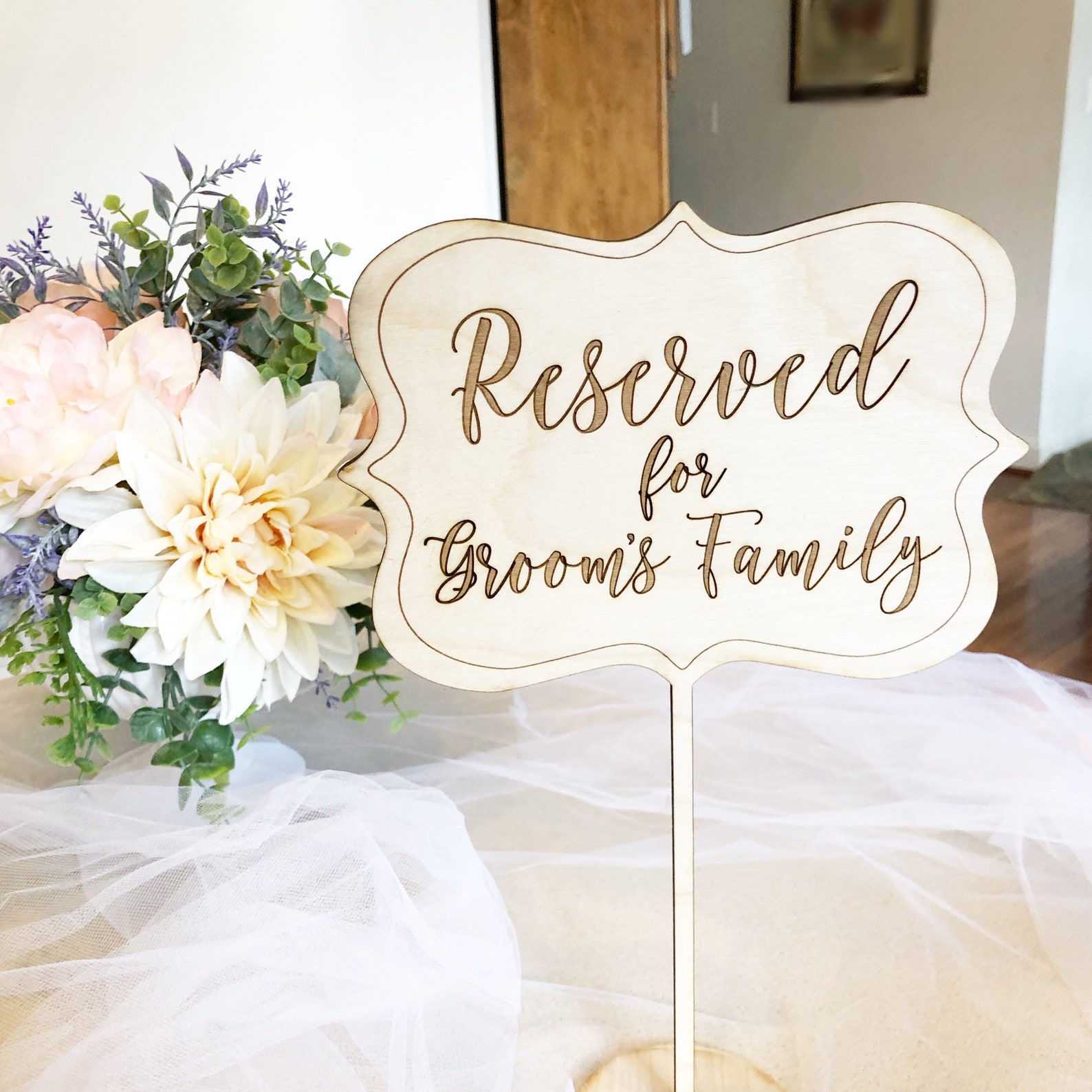 Reserved for Groom's Family Table Sign - Rustic Wedding Table Signs ...