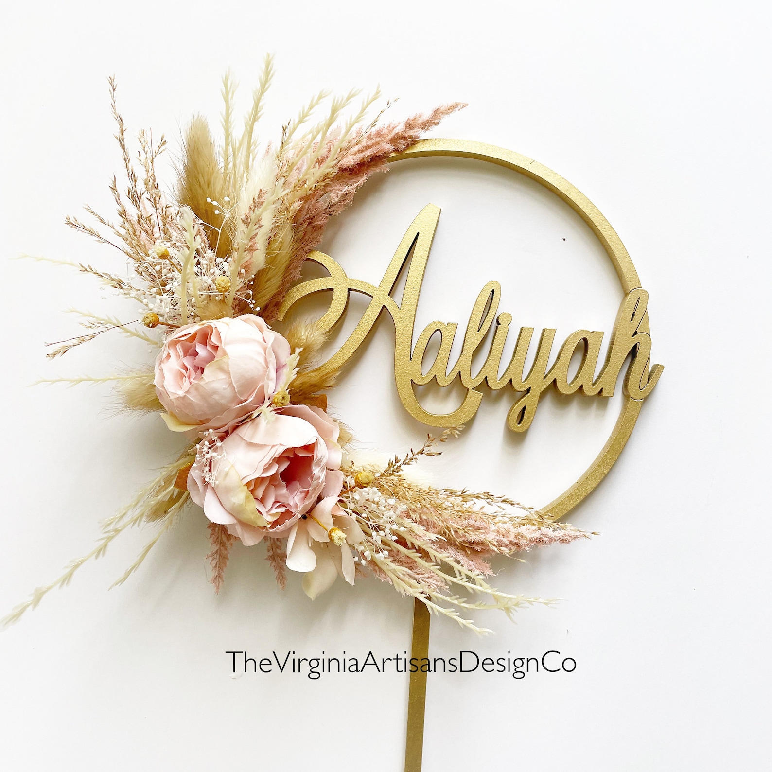 Personalized Cake Topper/ Dried Flowers/ Silk Flowers Cake Topper ...