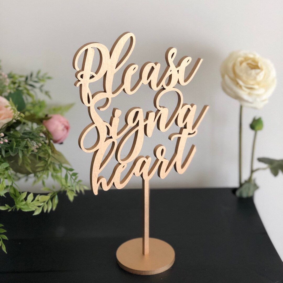Please Sign a Heart Sign - Please Sign Our Guestbook Sign - Wedding ...