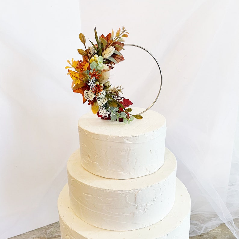 Fall Colors Hoop Cake Topper Fall Floral Cake Topper - Etsy