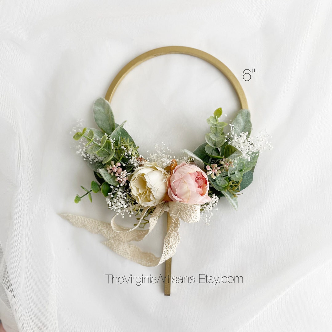 Hoop Blush and Cream Flower Cake Topper - Flowers Cake Topper - Wedding ...